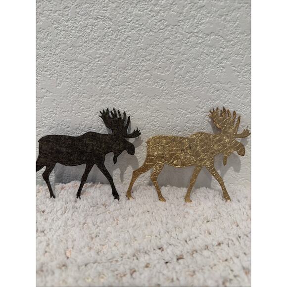 Accents | Pair Of Metal Moose Magnets Iron Color And Gold Cabin Decor ...